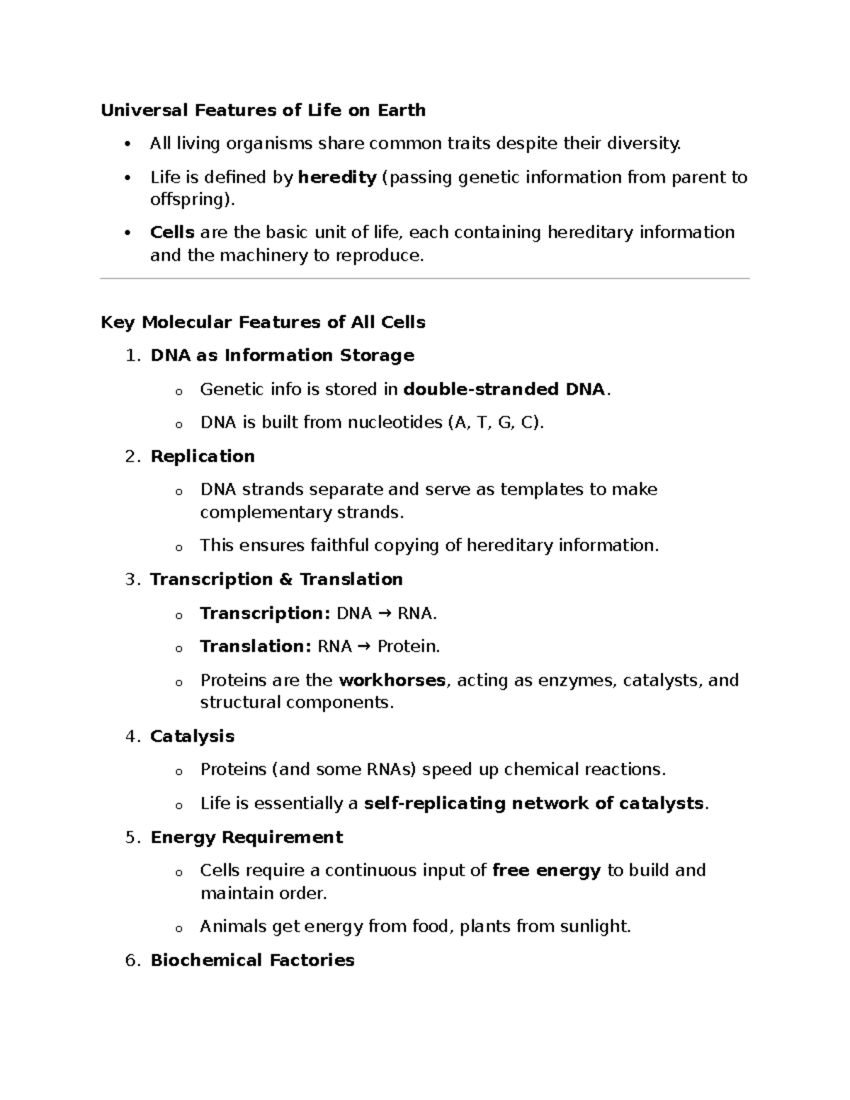 Universal Features of Life on Earth: Cells, Genomes, and Anatomy ...