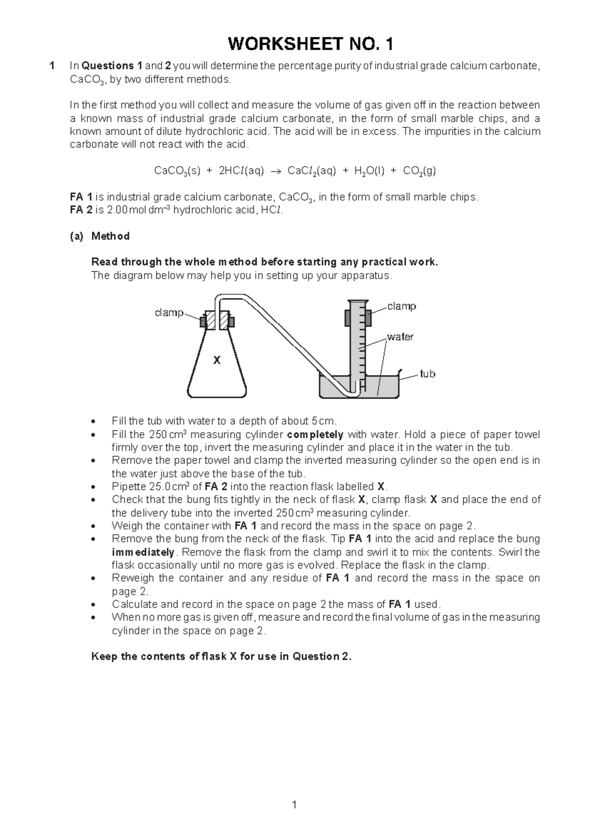 WS1: Percentage Purity of Industrial Grade CaCO3 - Experimental Methods ...