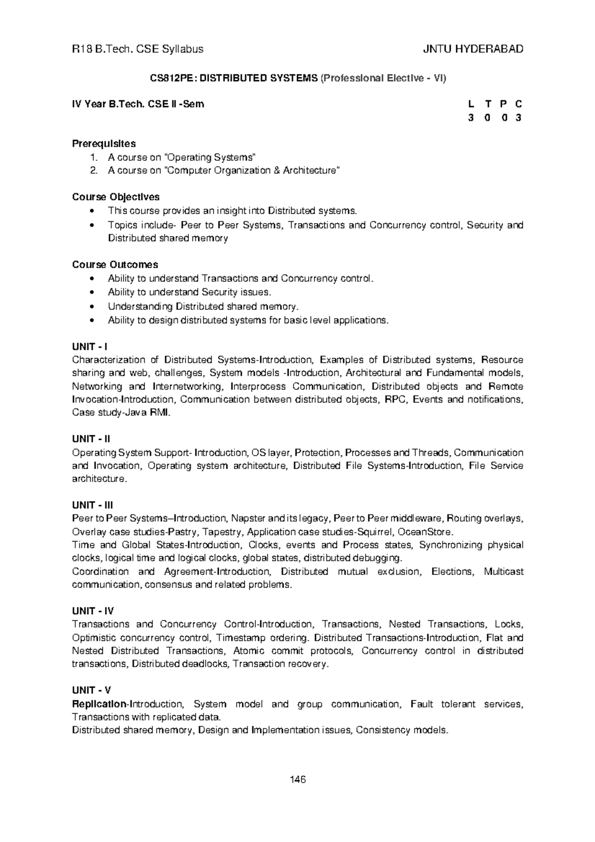 CS812PE - Distributed Systems Syllabus Overview for IV B. CSE - Studocu