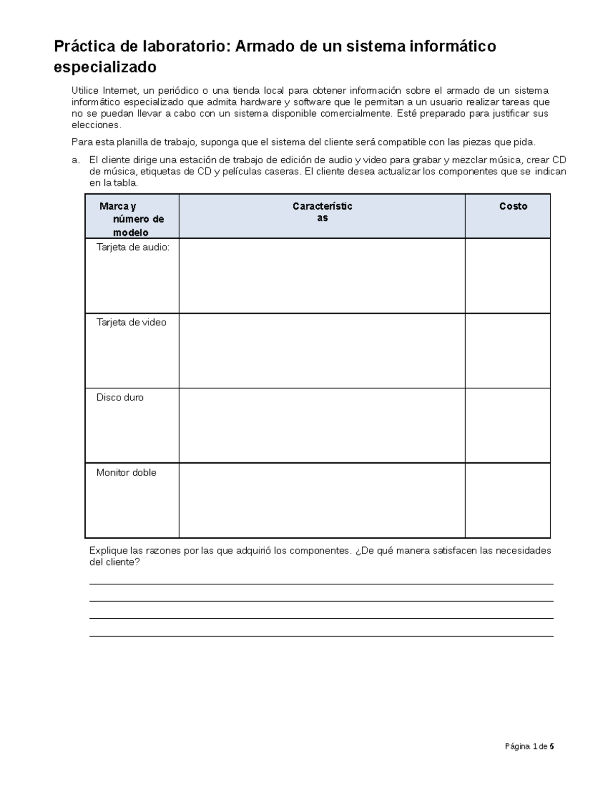 Práctica de laboratorio: Armado de un sistema informático especializado (SIS101) - Studocu