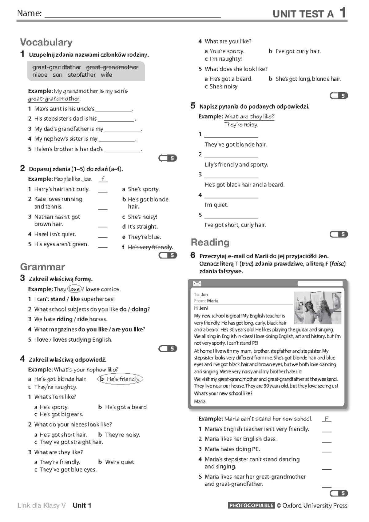L5 U1 Unit Test A: Vocabulary & Grammar Practice - Studocu
