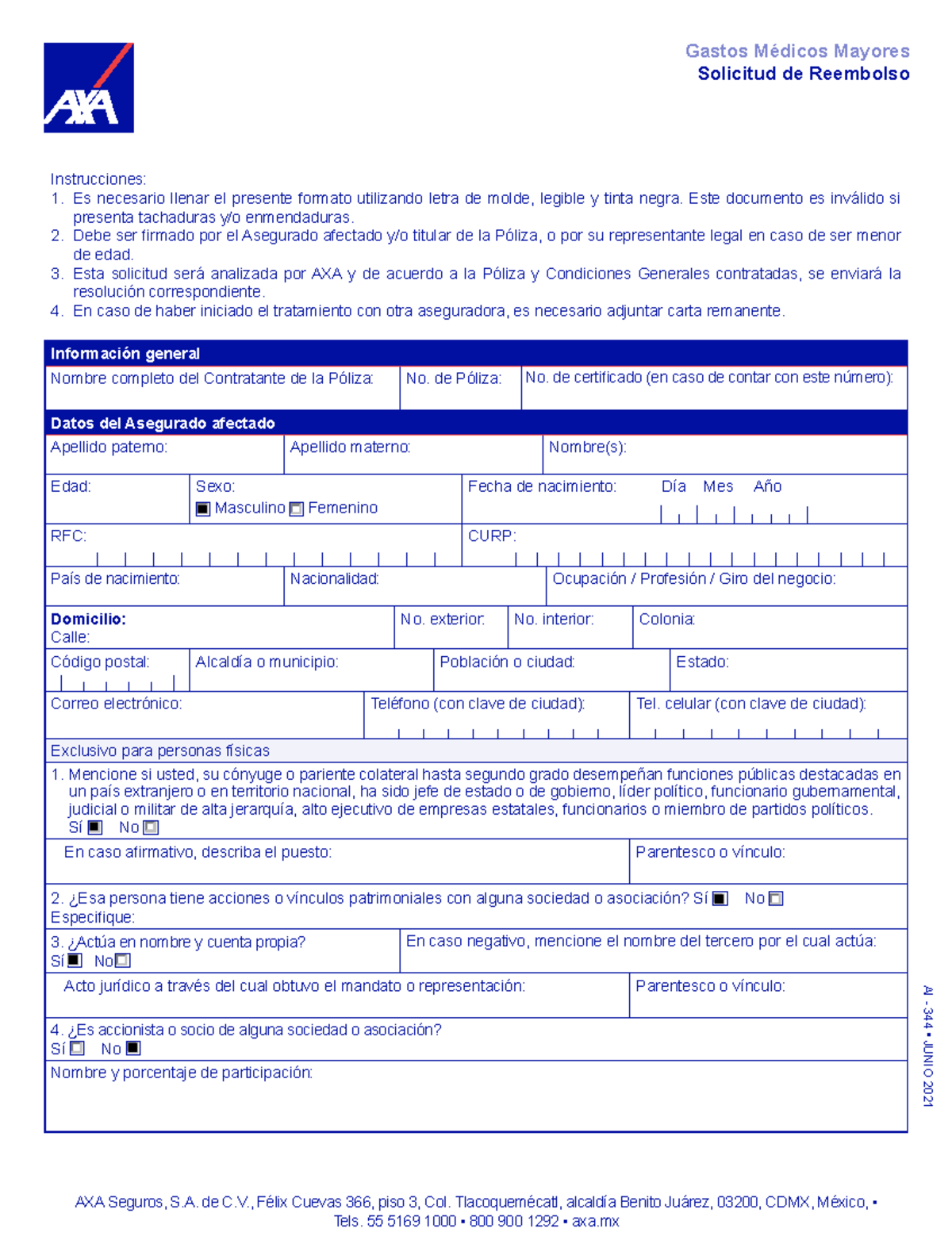 Solicitud de Reembolso GMM - Formato AXA Junio 2021 - Studocu