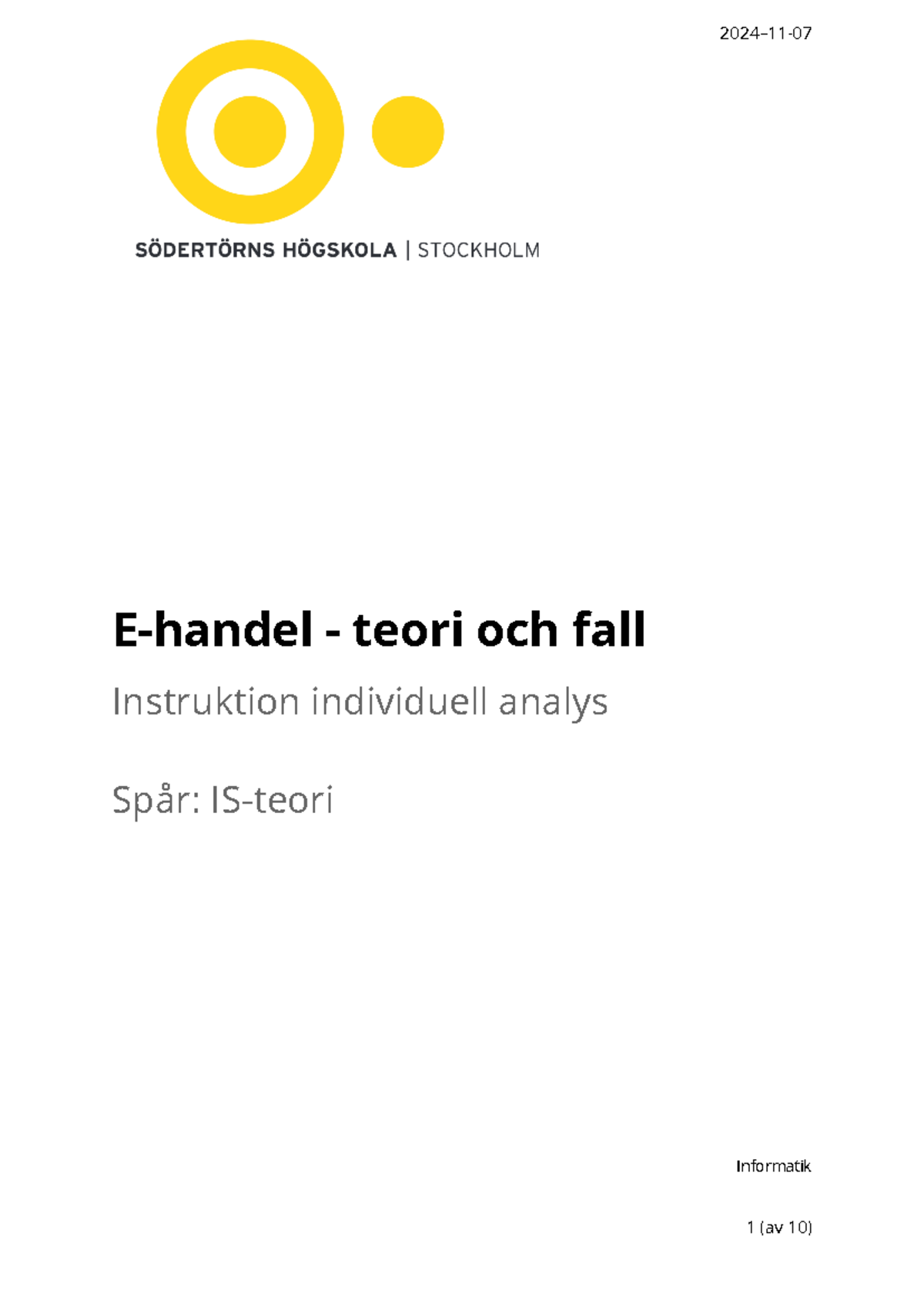 Instruktion för Individuell Analys EH-IA1: E-handel Teori och Fall HT ...