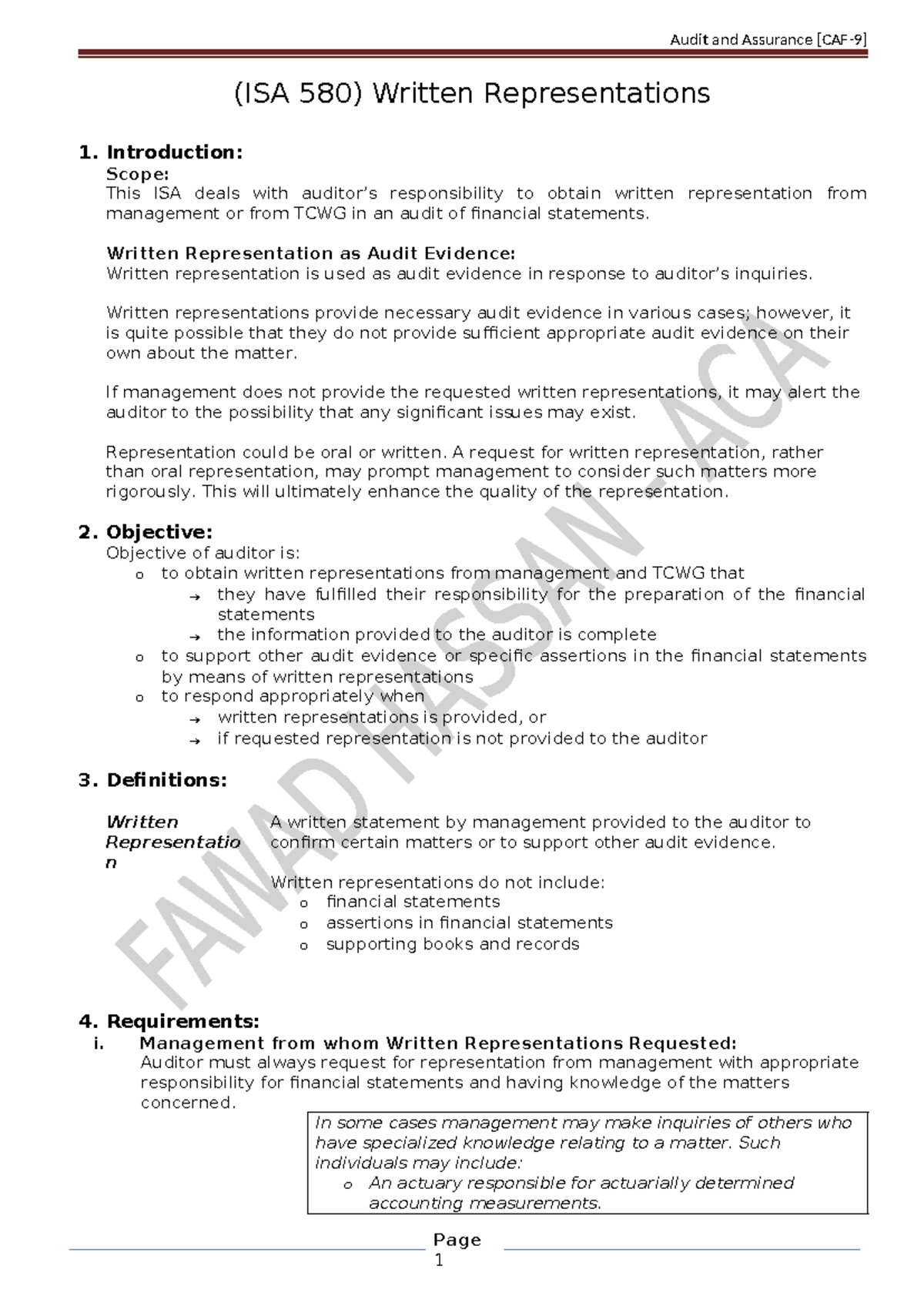 (ISA 580) Comprehensive Overview of Written Representations in Audits ...