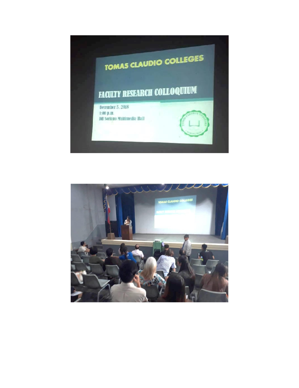 Tomas Claudio Colleges Faculty Research Colloquium 2018 Overview - Studocu
