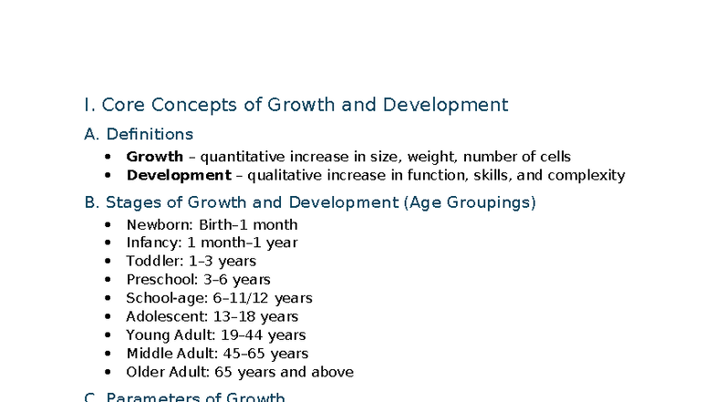 Growth and Development (Course Code: G&D) - Comprehensive Exam Review ...