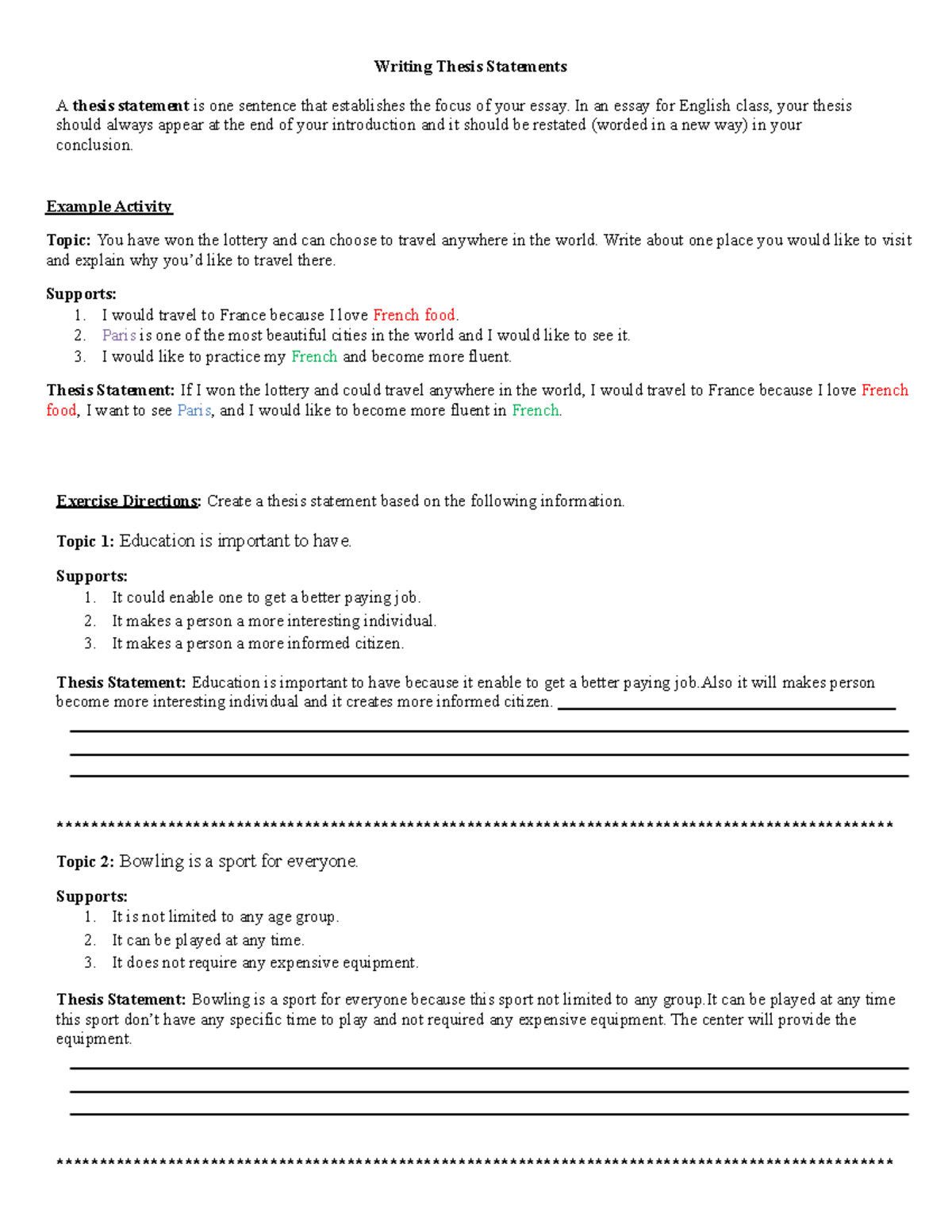 ENG 101: Writing Effective Thesis Statements and Examples - Studocu