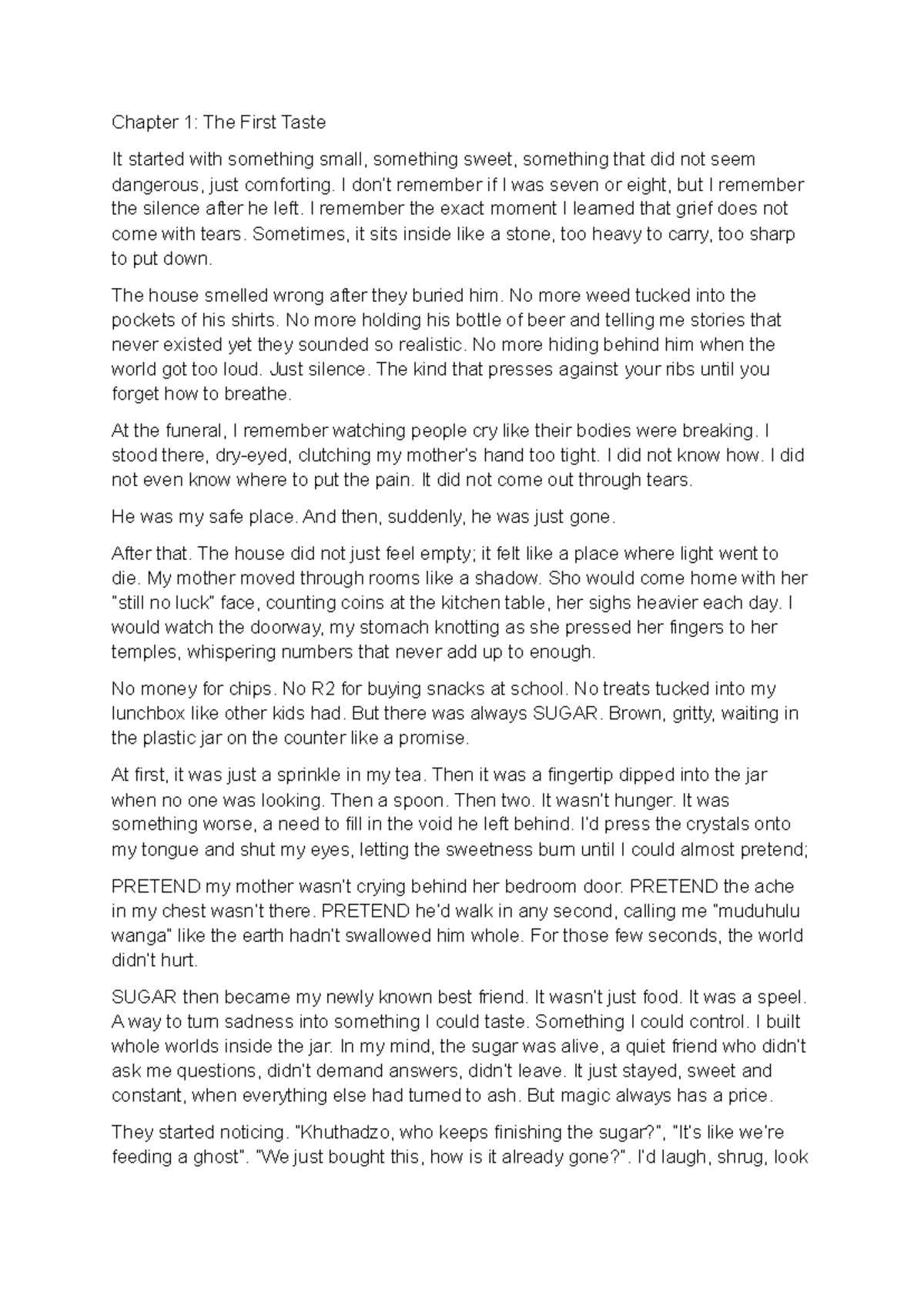 Unsung Attachments: Chapter 1 - The First Taste of Grief - Studocu