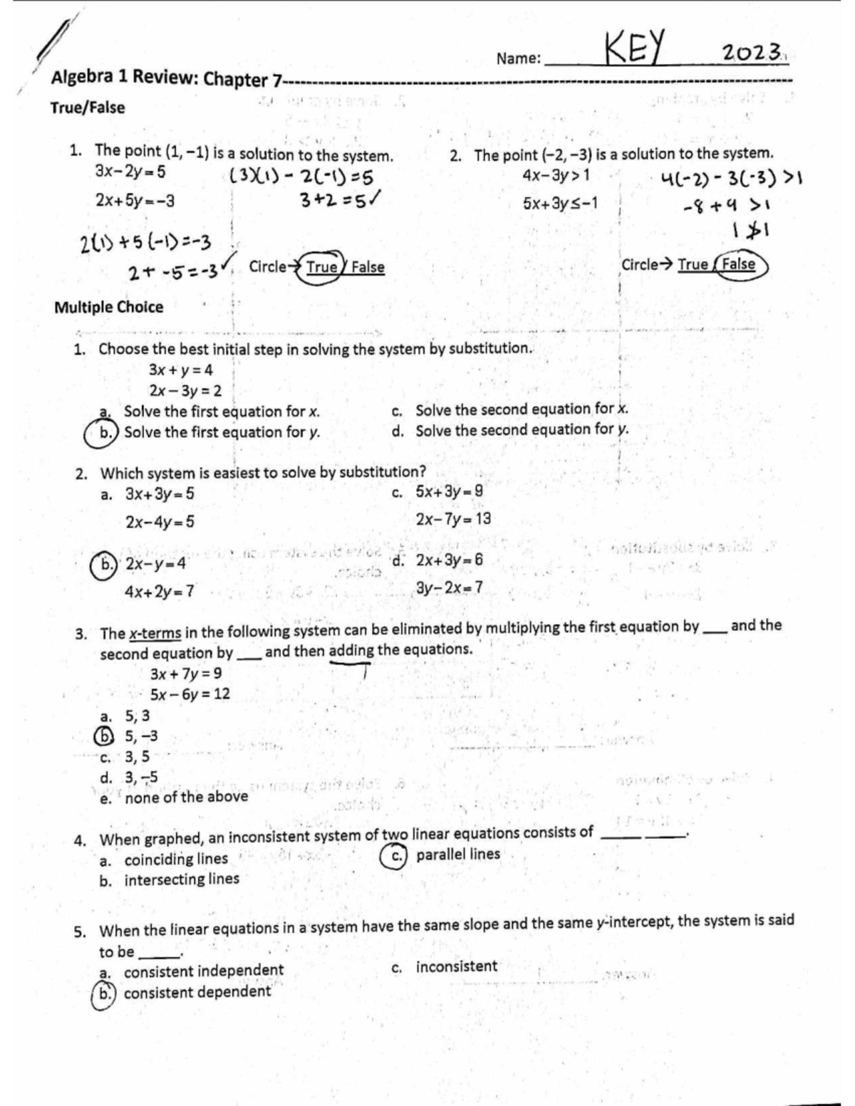 Algebra 1 Review Key: 2nd Semester Solutions and Explanations - Studocu