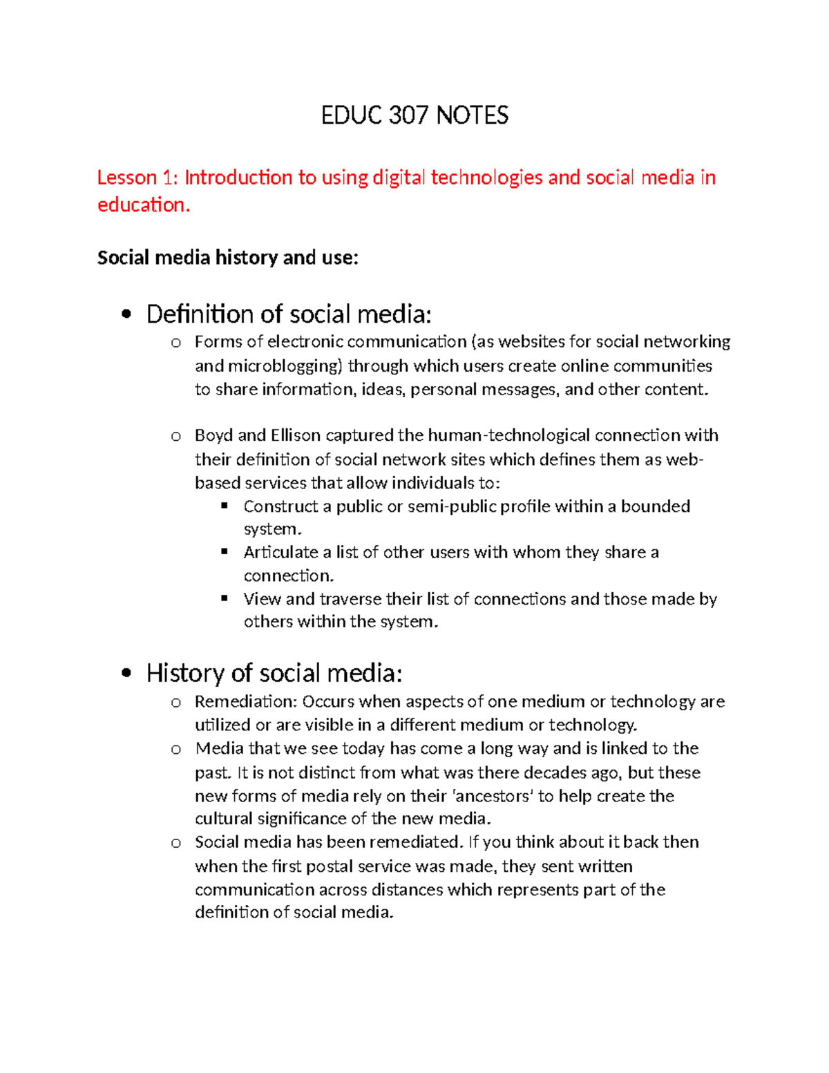 EDUC 307 NOTES: Lesson 1 - Intro to Digital Tech & Social Media in ...