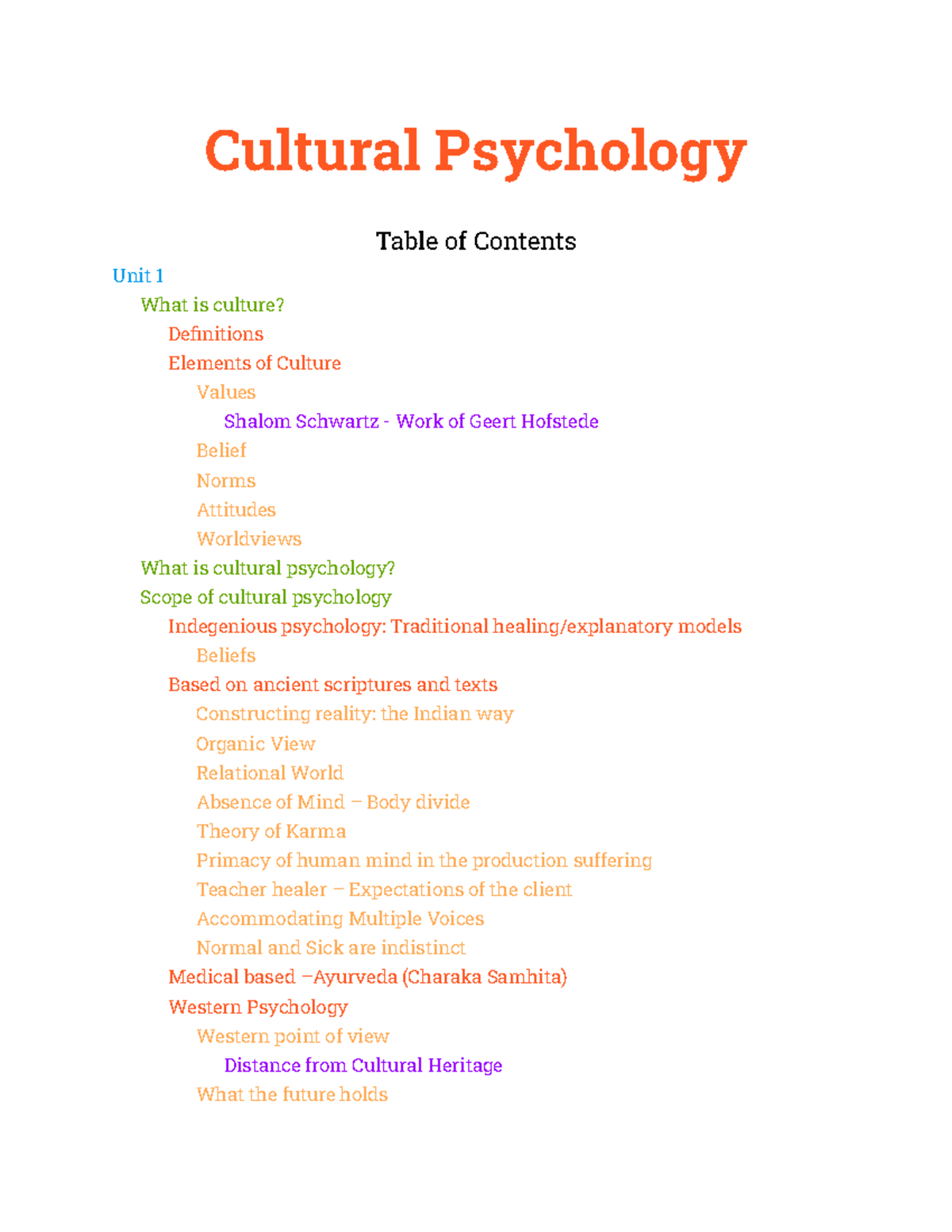 Cultural Psychology Notes (PSY 101): Exploring Culture and Mind - Studocu