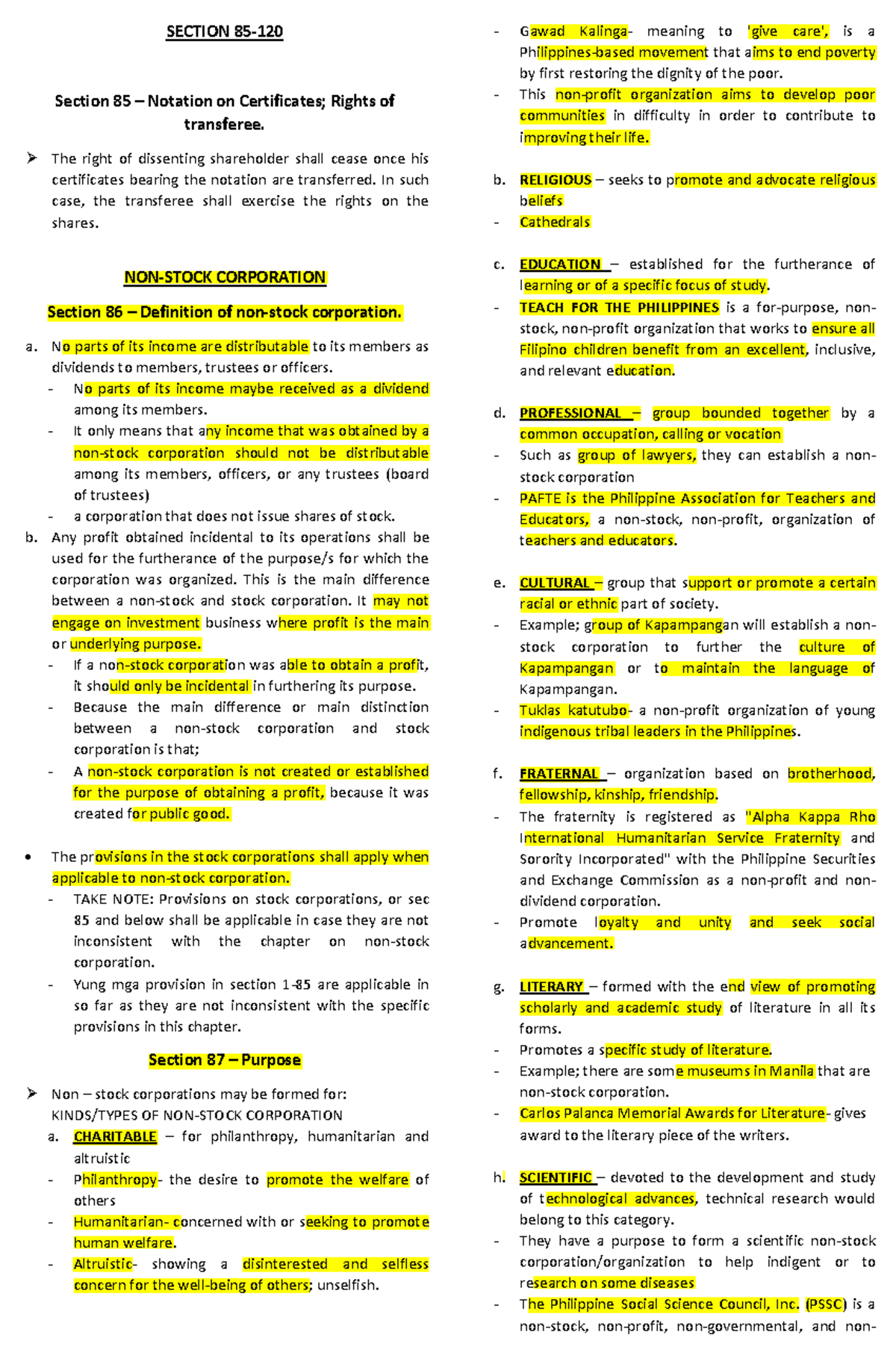 Section-85-120 - Lec - SECTION 85- Section 85 – Notation on ...