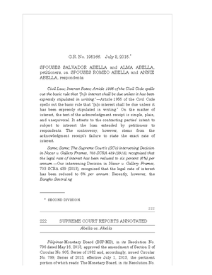 Special Civil Action Lecture Notes - I. SPECIAL CIVIL ACTIONS (Rules 62 ...