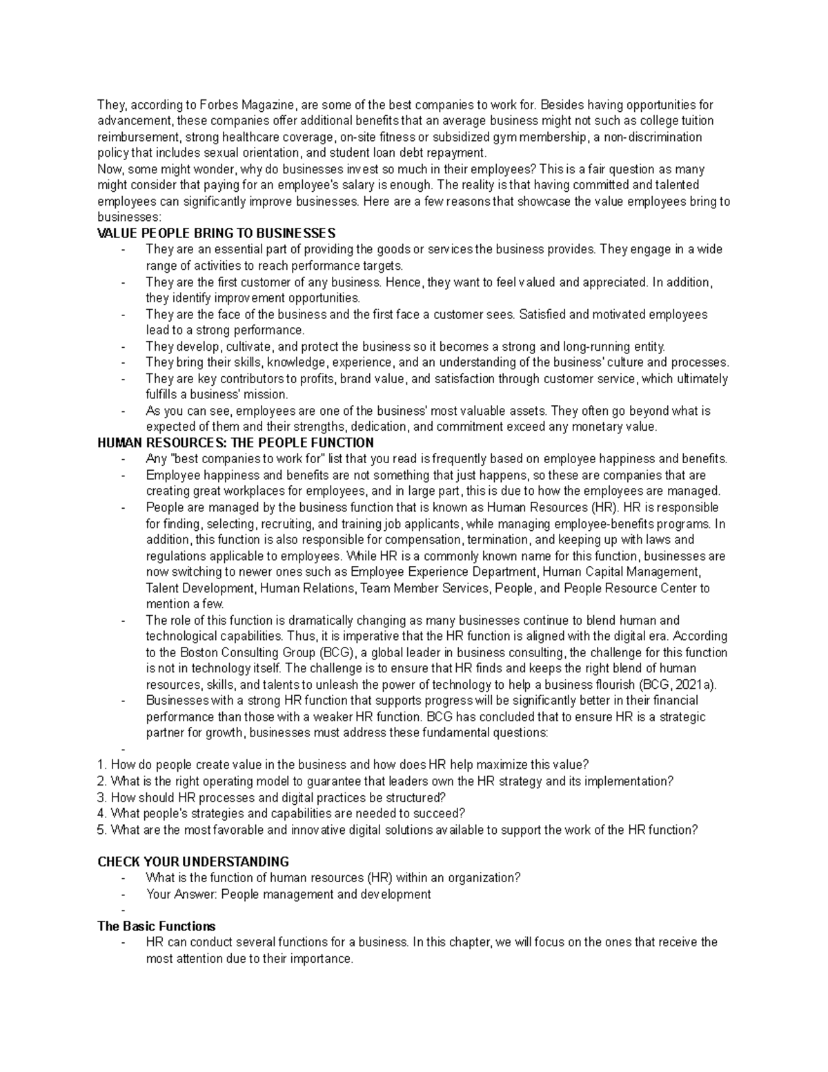 Human Resources (HR) Core Functions: Overview & Insights - Studocu
