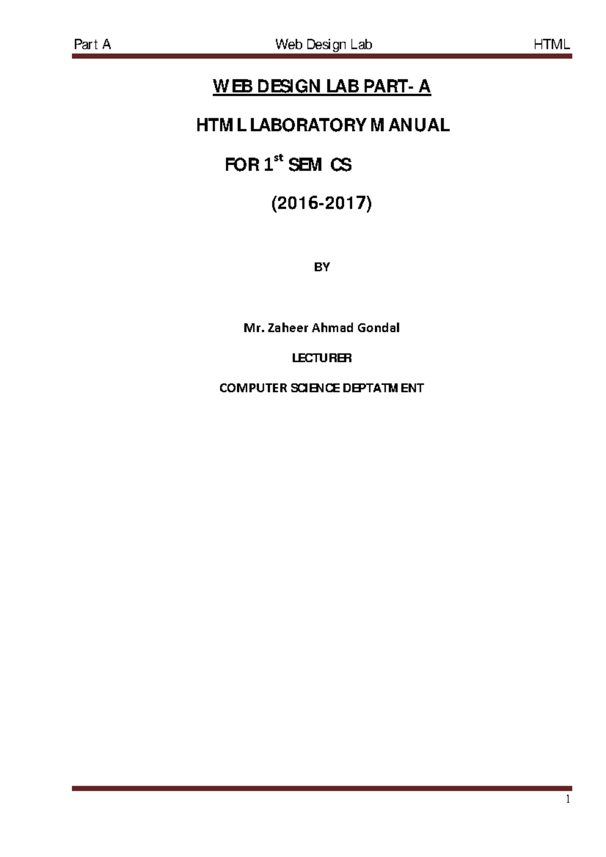 Web Designing Lab Manual Part A By Usinghtml Web Design Lab Part A Html Laboratory Manual