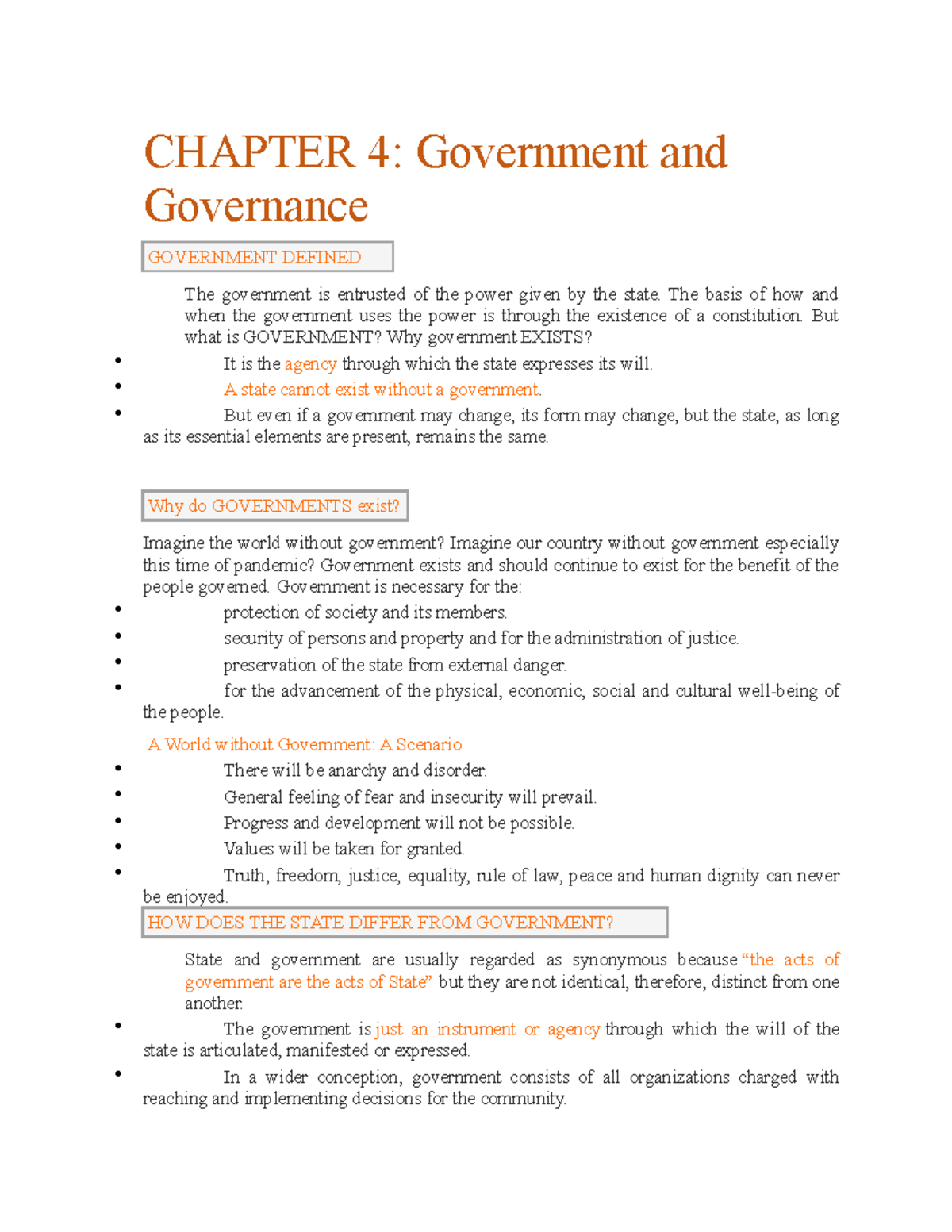 UCSP: Chapter 4 - Government and Governance - CHAPTER 4: Government and ...