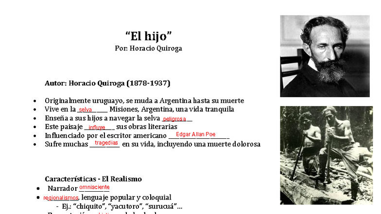 Análisis Literario de "El Hijo" de Horacio Quiroga - Curso: LIT101 ...