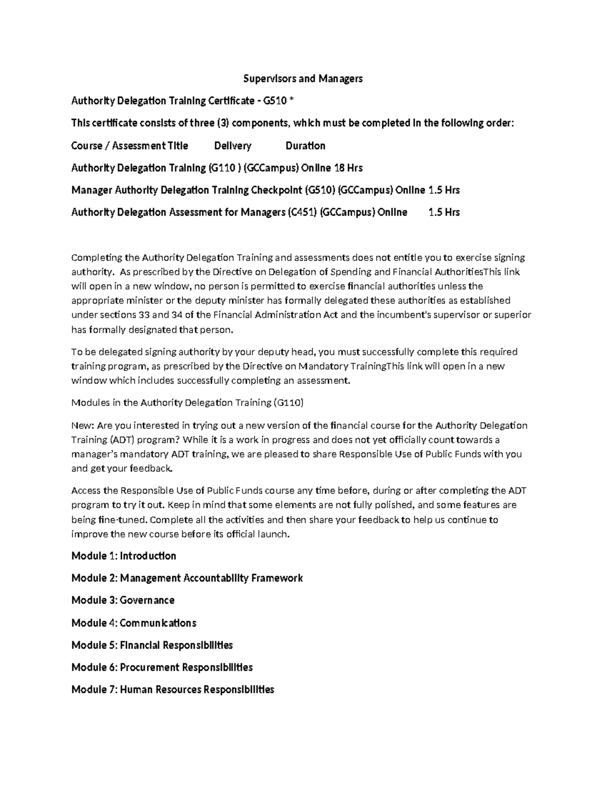 Authority Delegation Training Certificate Overview G510 - Studocu