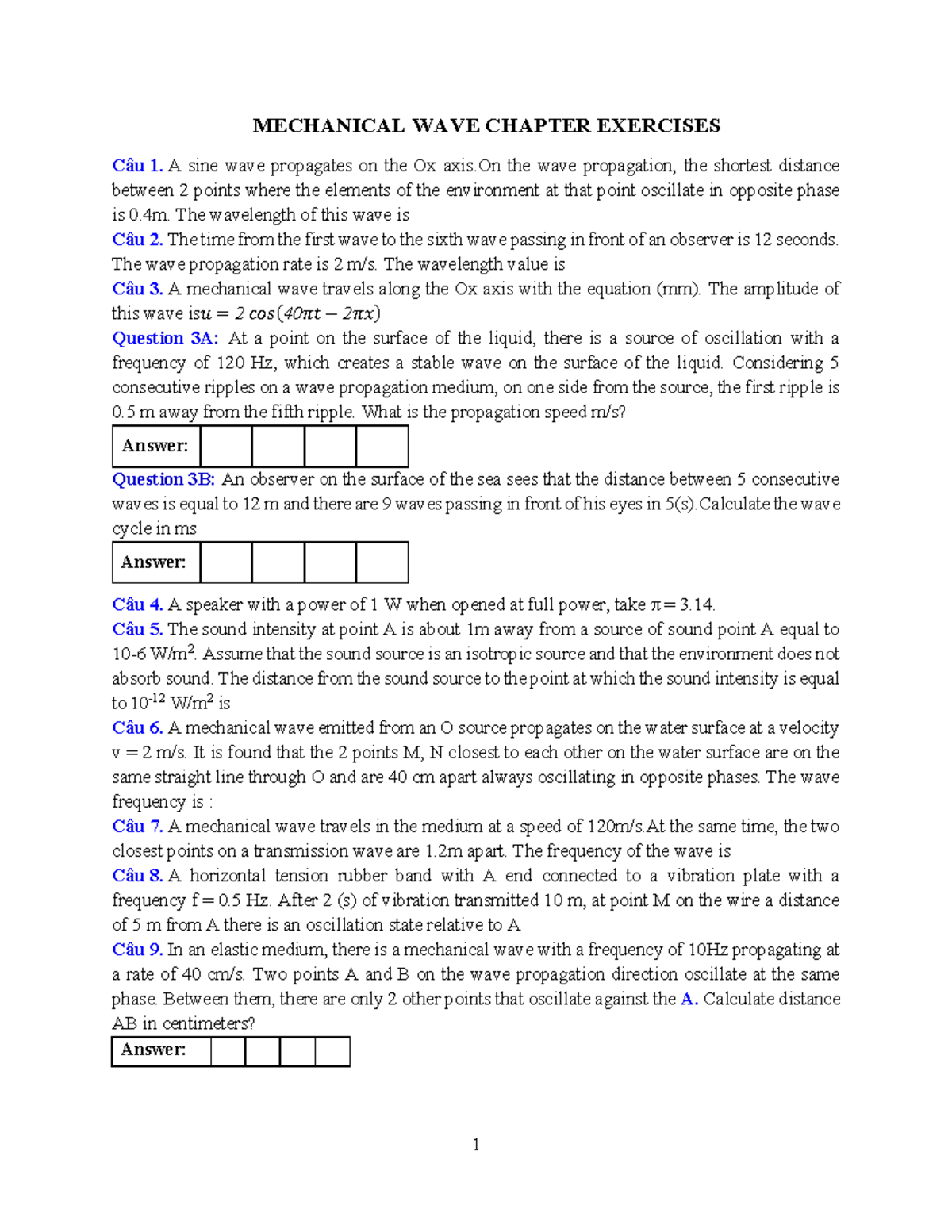MECHANICAL WAVE CHAPTER EXERCISES HS- COPY - Studocu