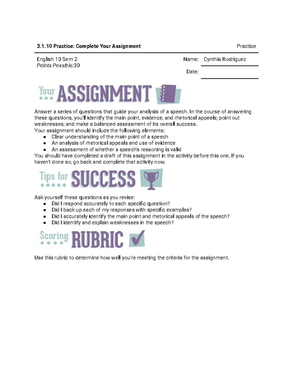English 10 Sem 2: Speech Analysis Assignment on JFK's Rhetoric - Studocu