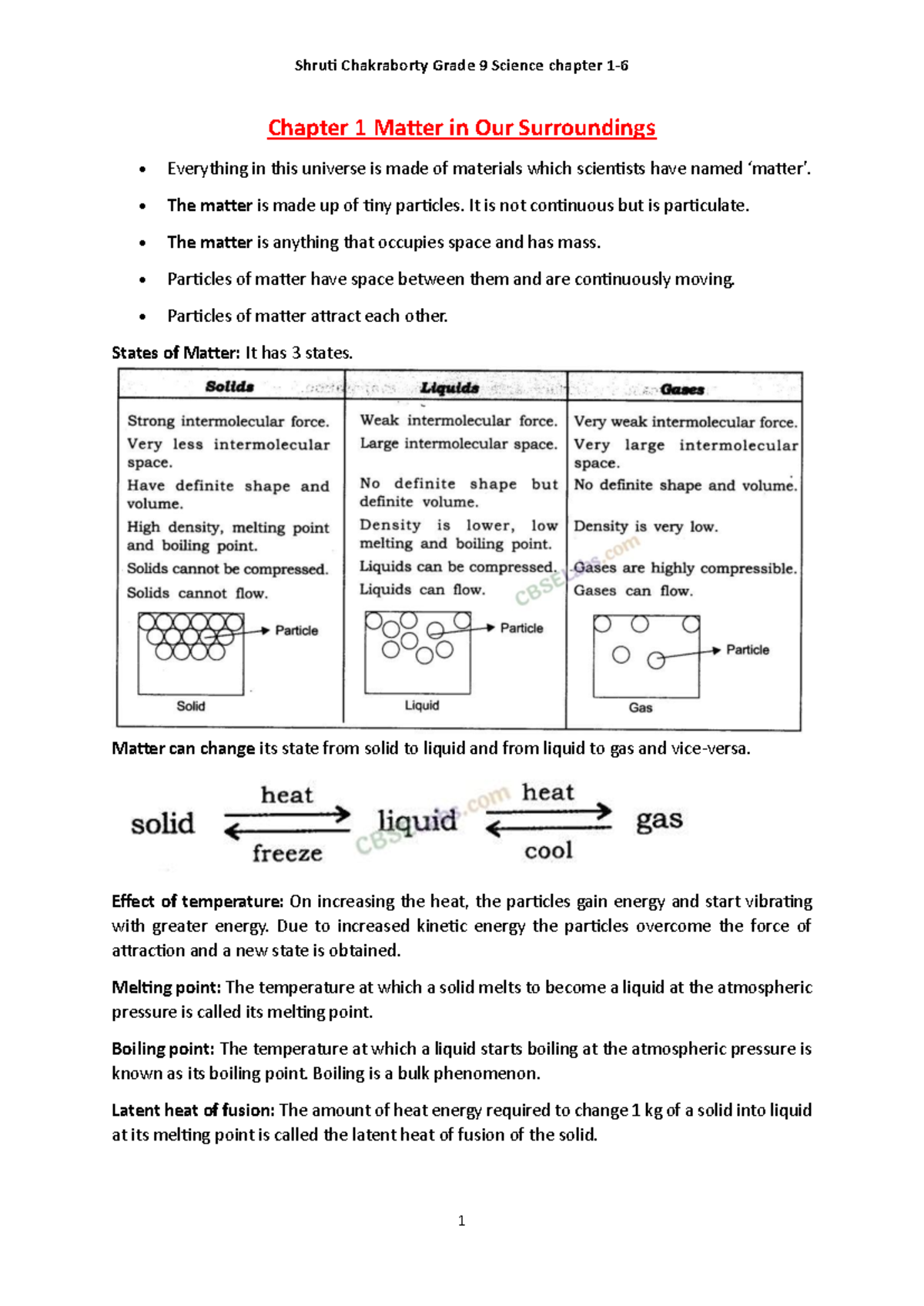 Grade 9 Science Chapter 1: Matter in Our Surroundings - Comprehensive ...