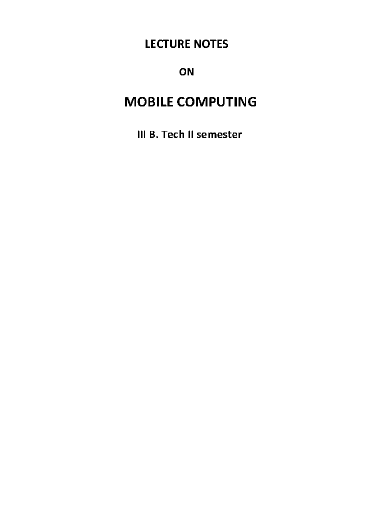 Mobile Computing LECTURE NOTES | III B. Tech II Semester - Studocu