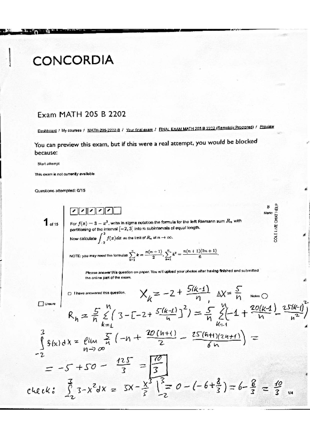 MATH 205 B 2202 Final Exam Solutions - December 2020 - Studocu