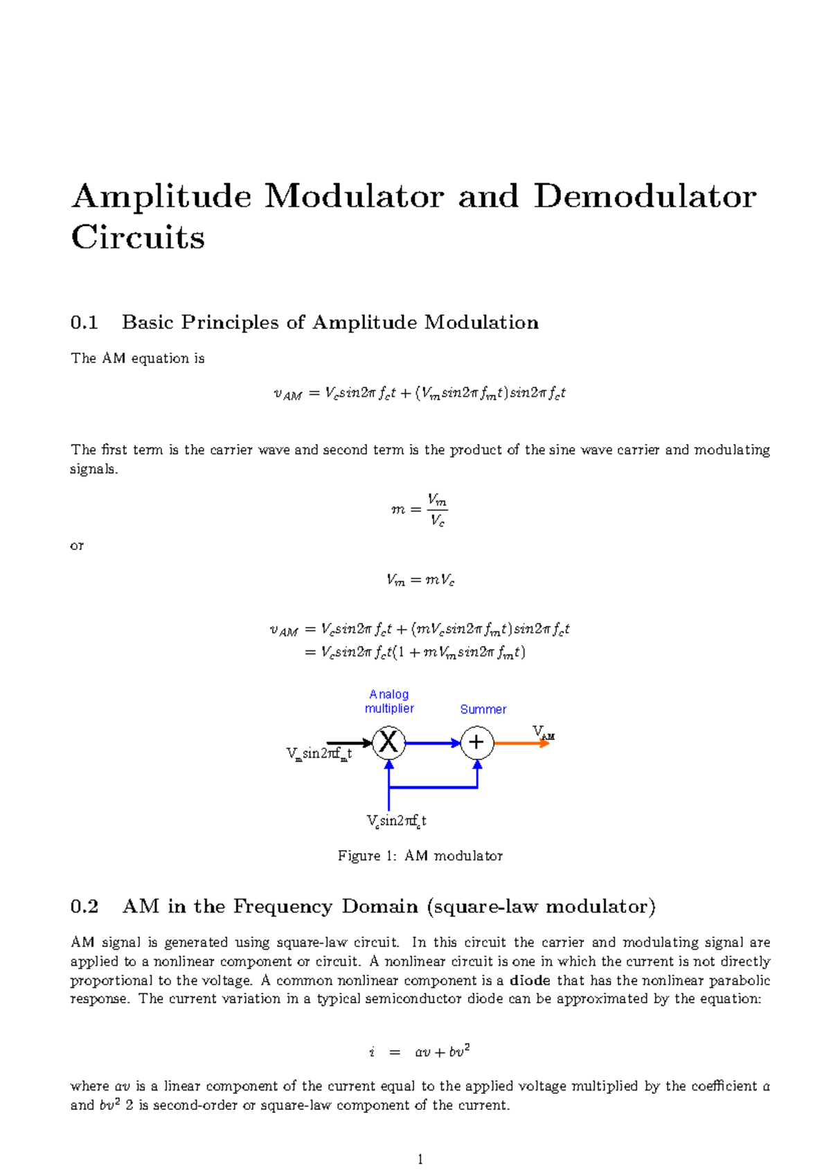 Module 2: AM Modulators and Demodulators - Principles and Circuits ...
