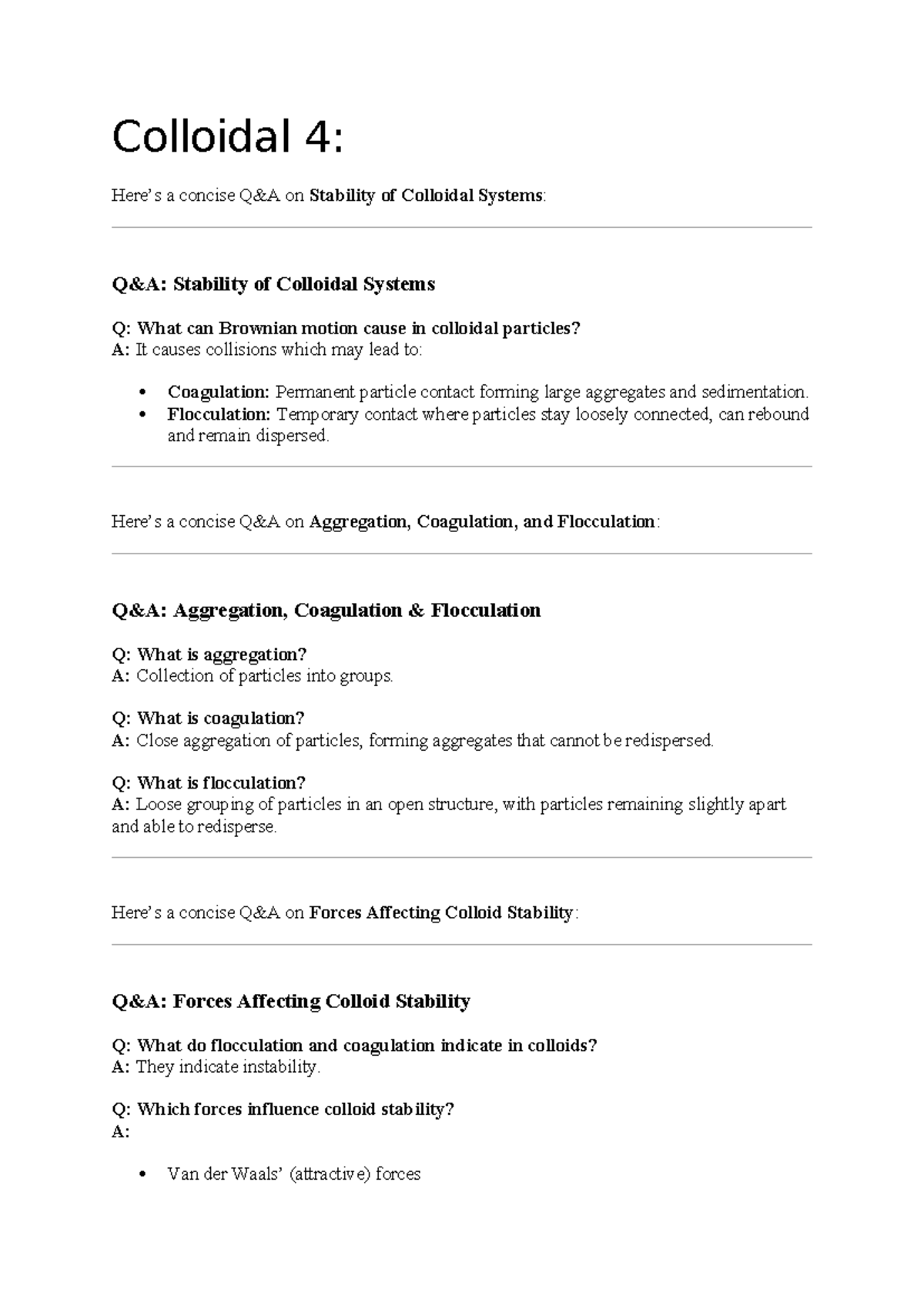 Colloidal 4: Stability of Colloidal Systems and Their Applications ...