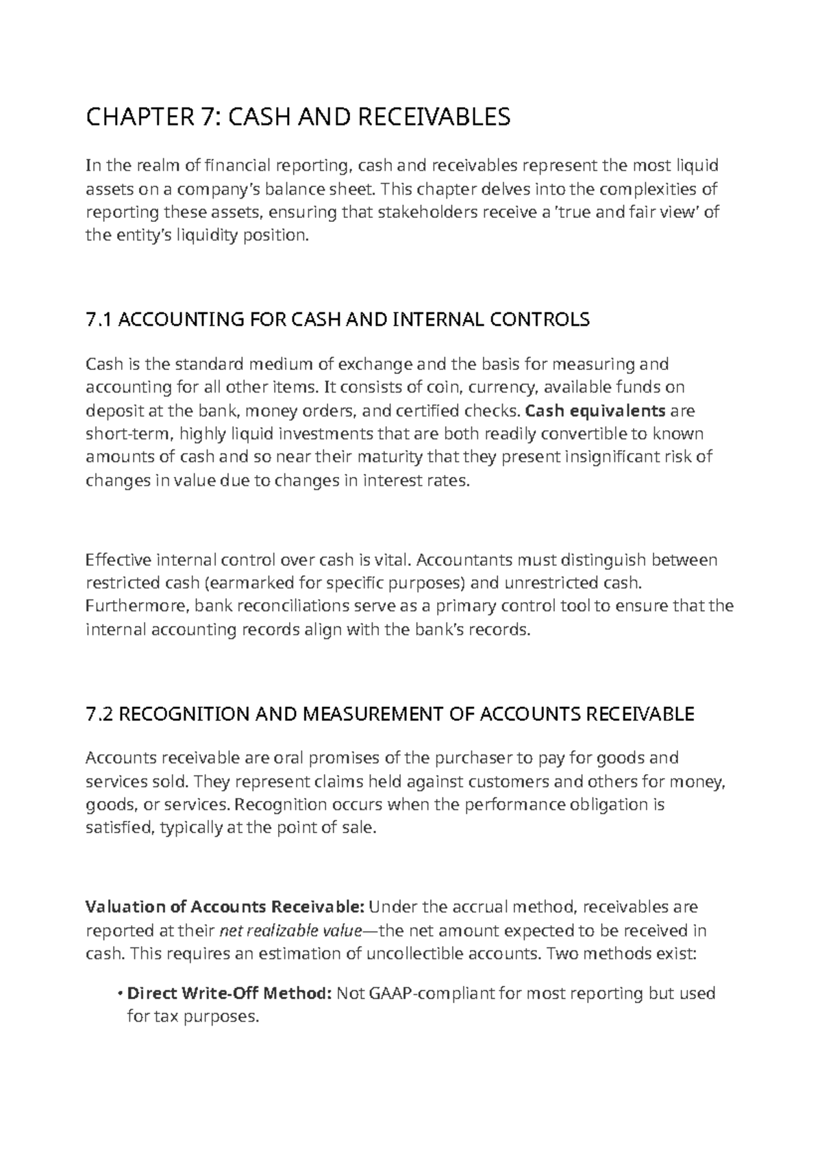 Intermediate Financial Reporting: Chapter 7 - Cash and Receivables ...