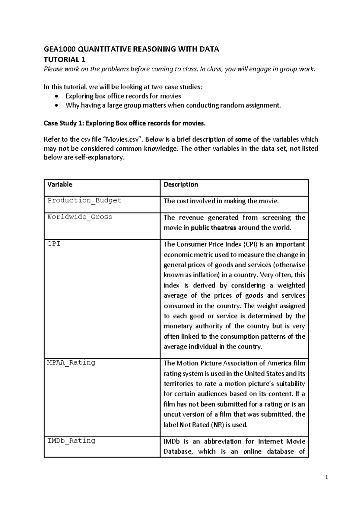 Tutorial 1 solutions - GEA1000 QUANTITATIVE REASONING WITH DATA ...