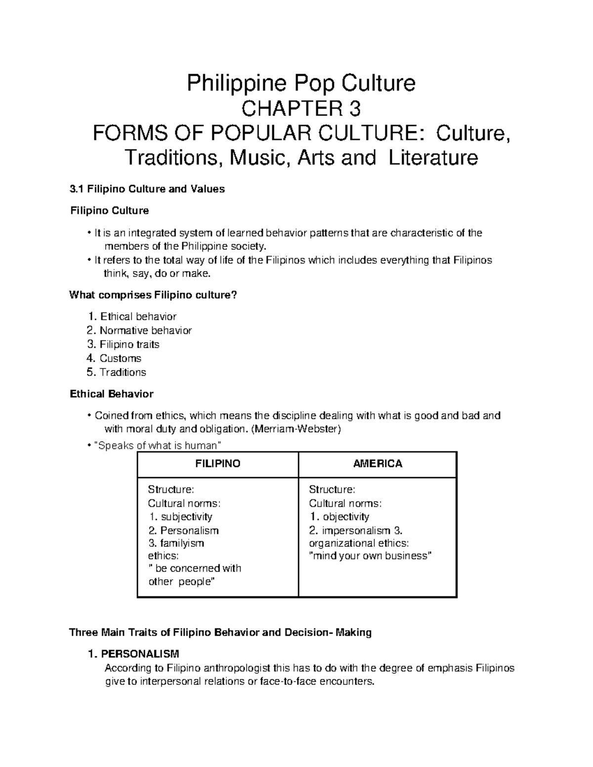 Lesson 3: Exploring Philippine Pop Culture and Values - Studocu