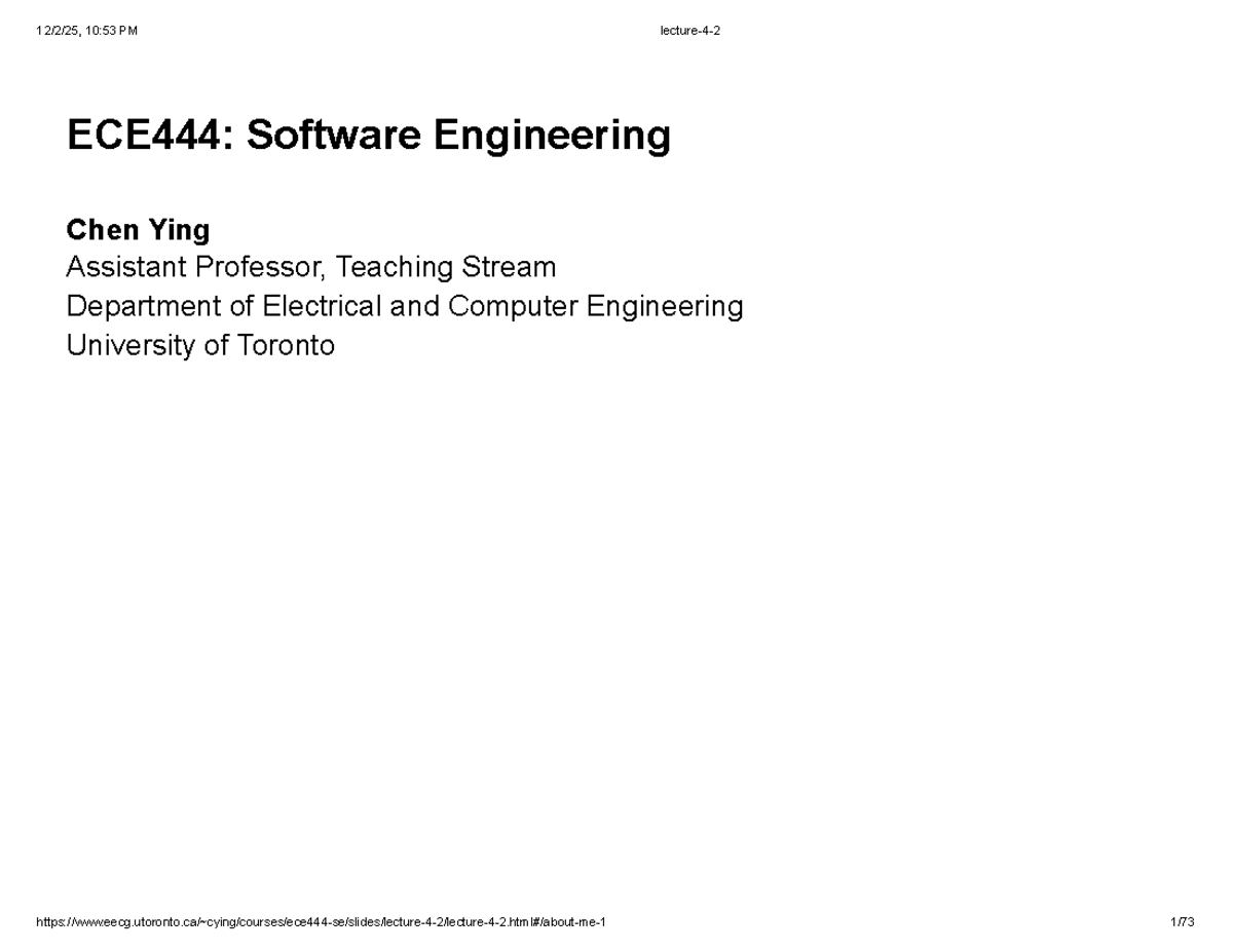 ECE444: Software Engineering Lecture 4-2 Recap - Studocu