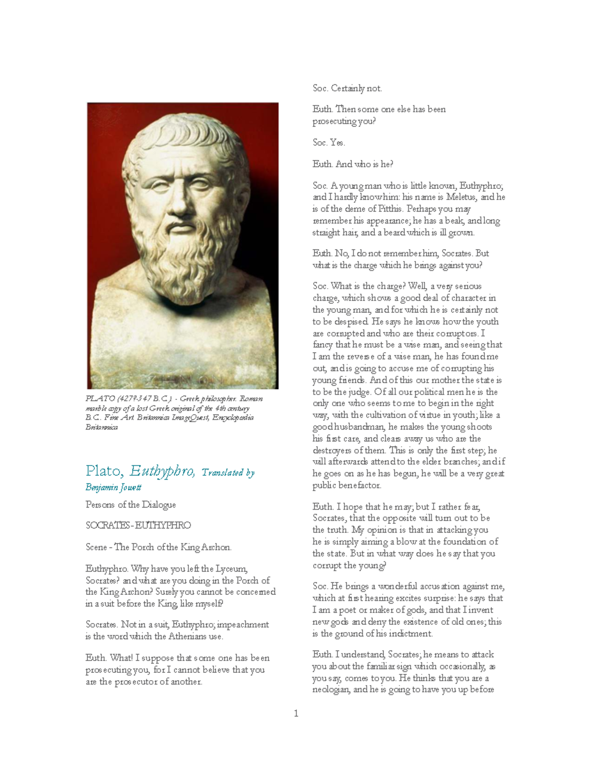 Exploring Piety and Impiety in Plato's Euthyphro Dialogue (PHIL 101 ...