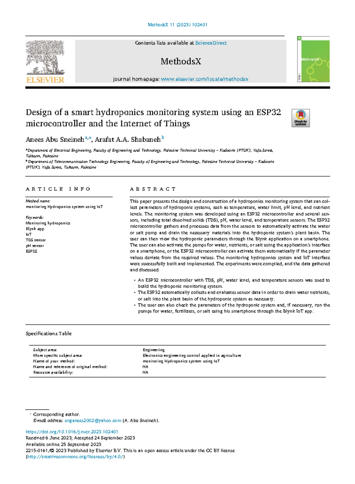 Design of Smart Hydroponics Monitoring System Using ESP32 IoT - Studocu