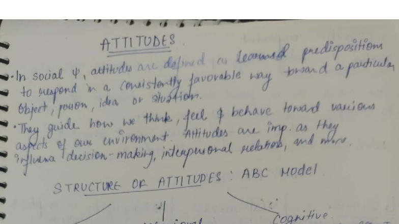 Psychology of Attitudes: Understanding ABC Model & Change - Studocu