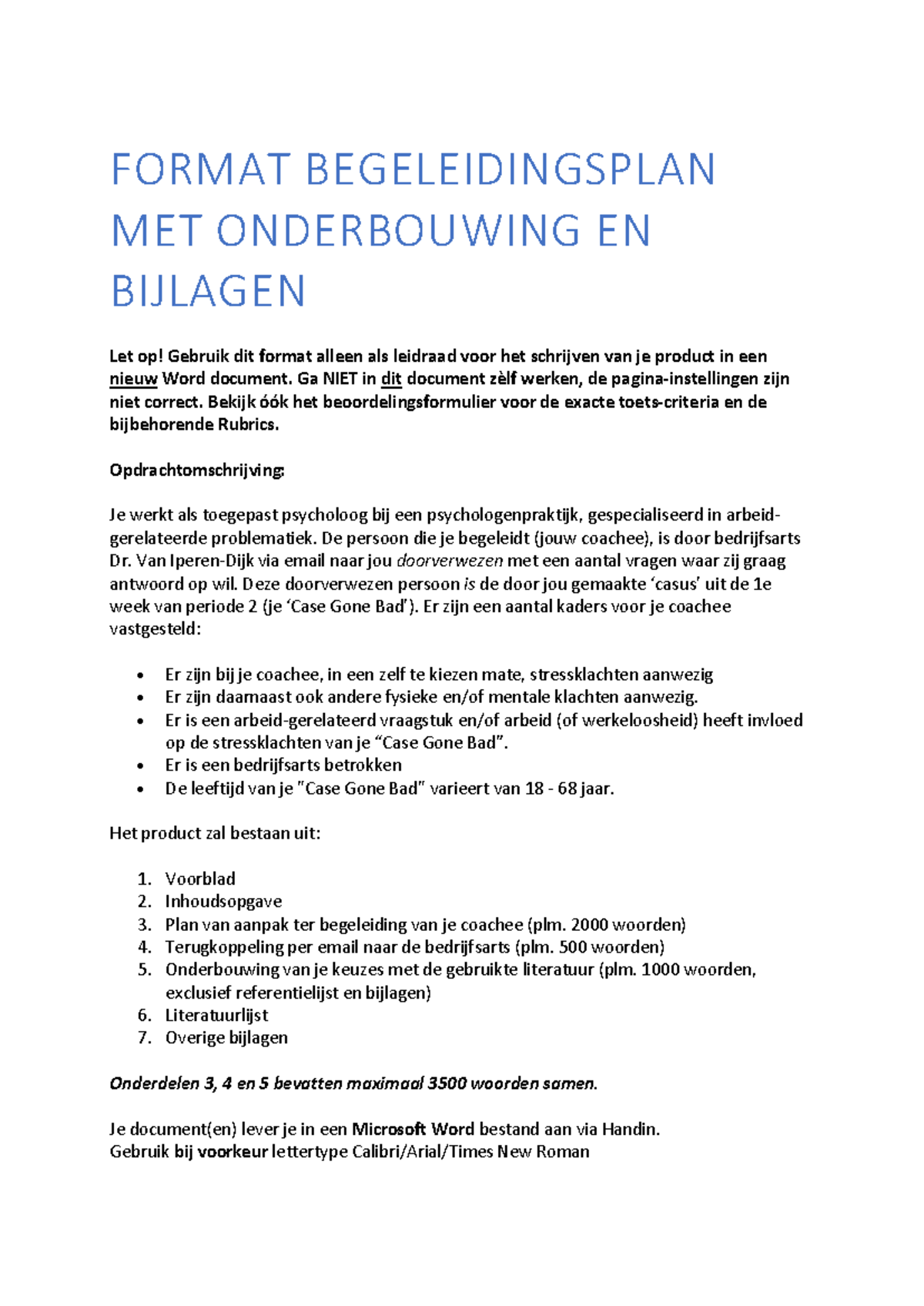 Begeleidingsplan met Onderbouwing en Bijlagen voor Psychologie 24-25 V3 ...