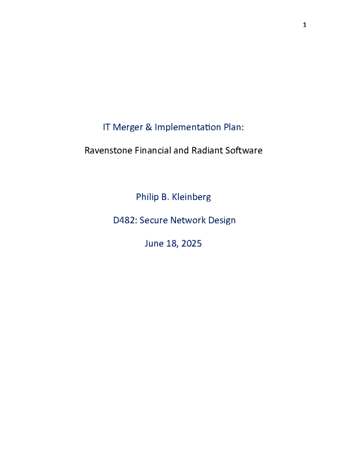 IT Merger & Implementation Plan: Secure Network Design for D482 - Studocu