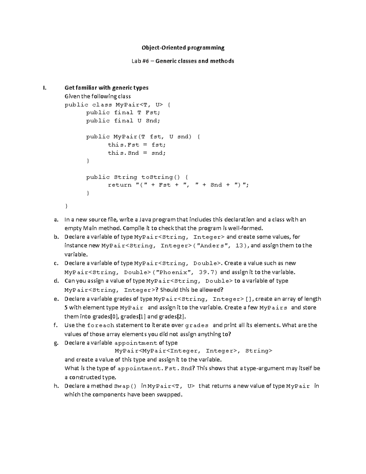 2021-Lab 6 - Generic - practice code - Object-Oriented programming Lab ...