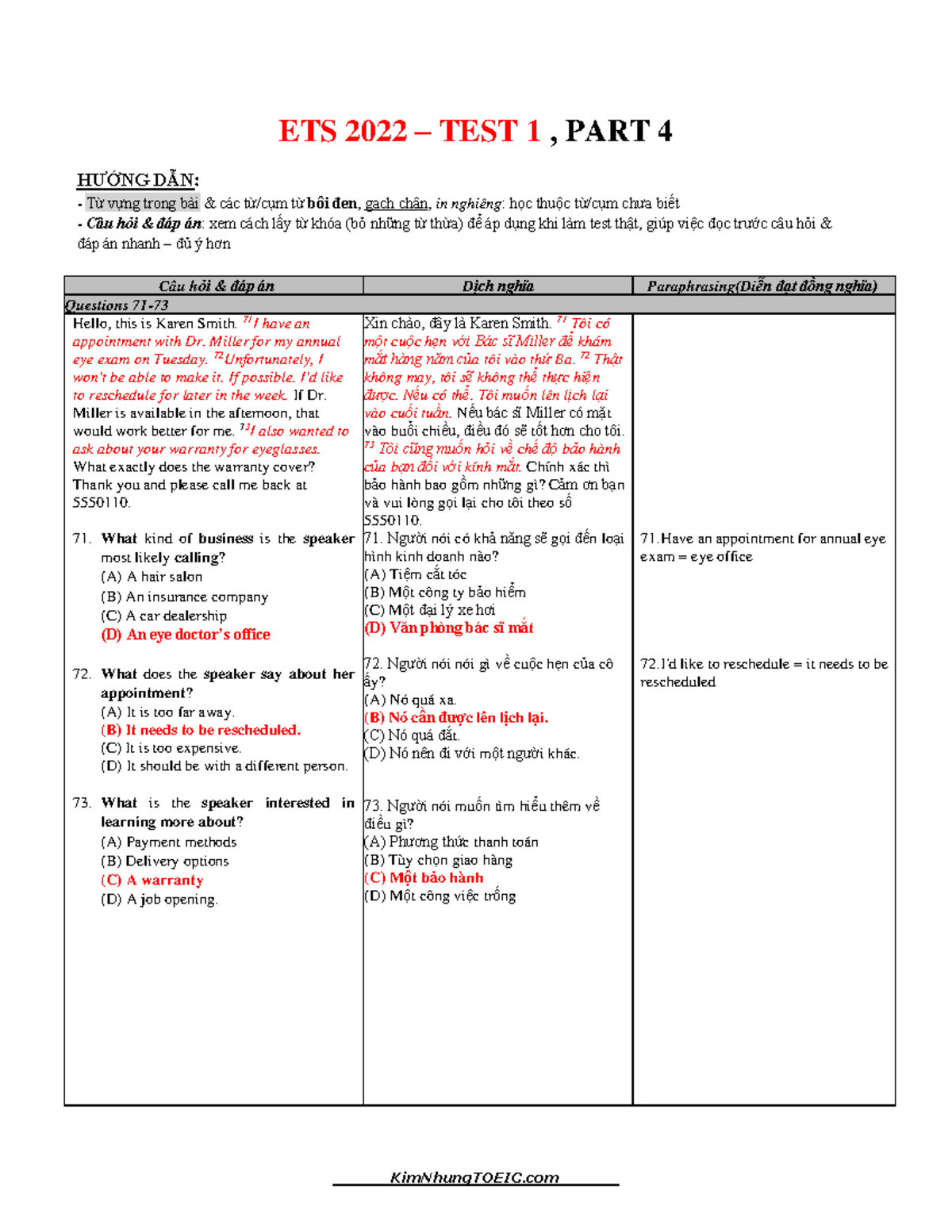 ETS 2022 – TEST 1, PART 4 Study Guide and Practice Questions - Studocu