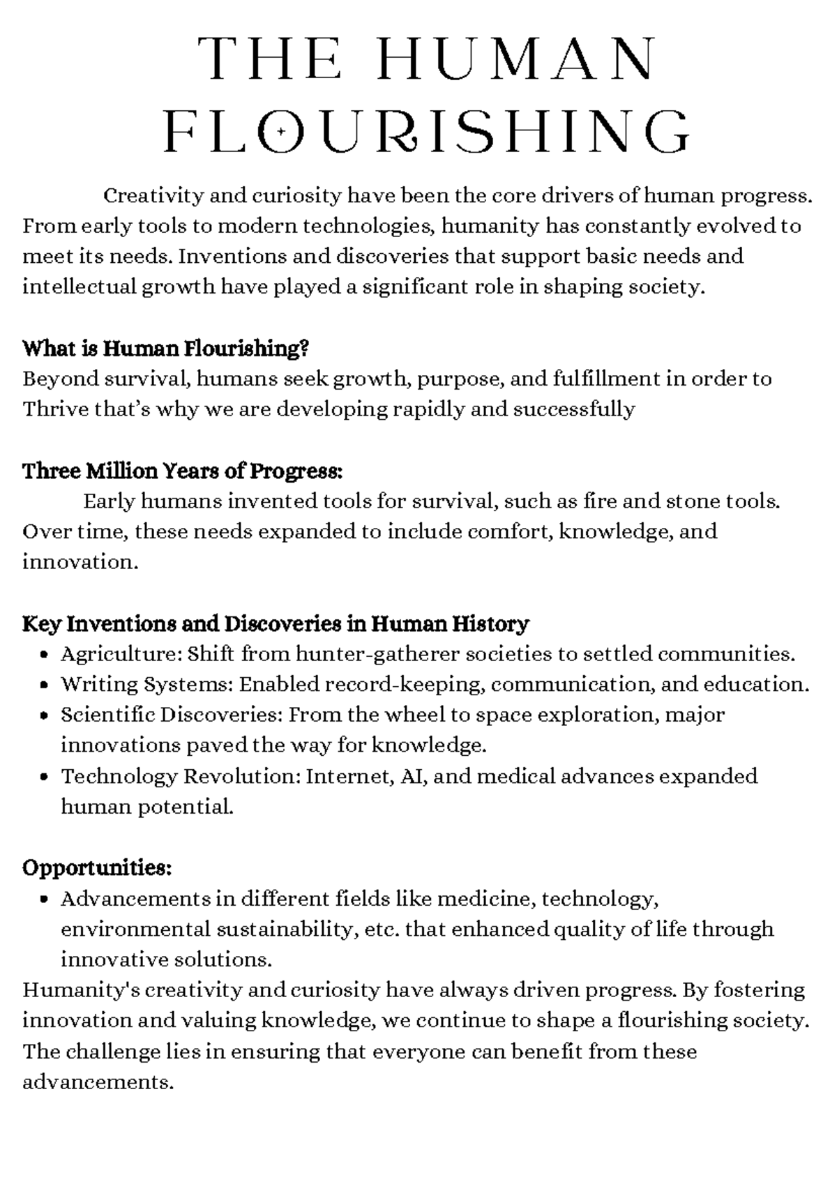 Summary - The Human Flourishing (OLIVIA WILSON WORKBOOK) - Studocu