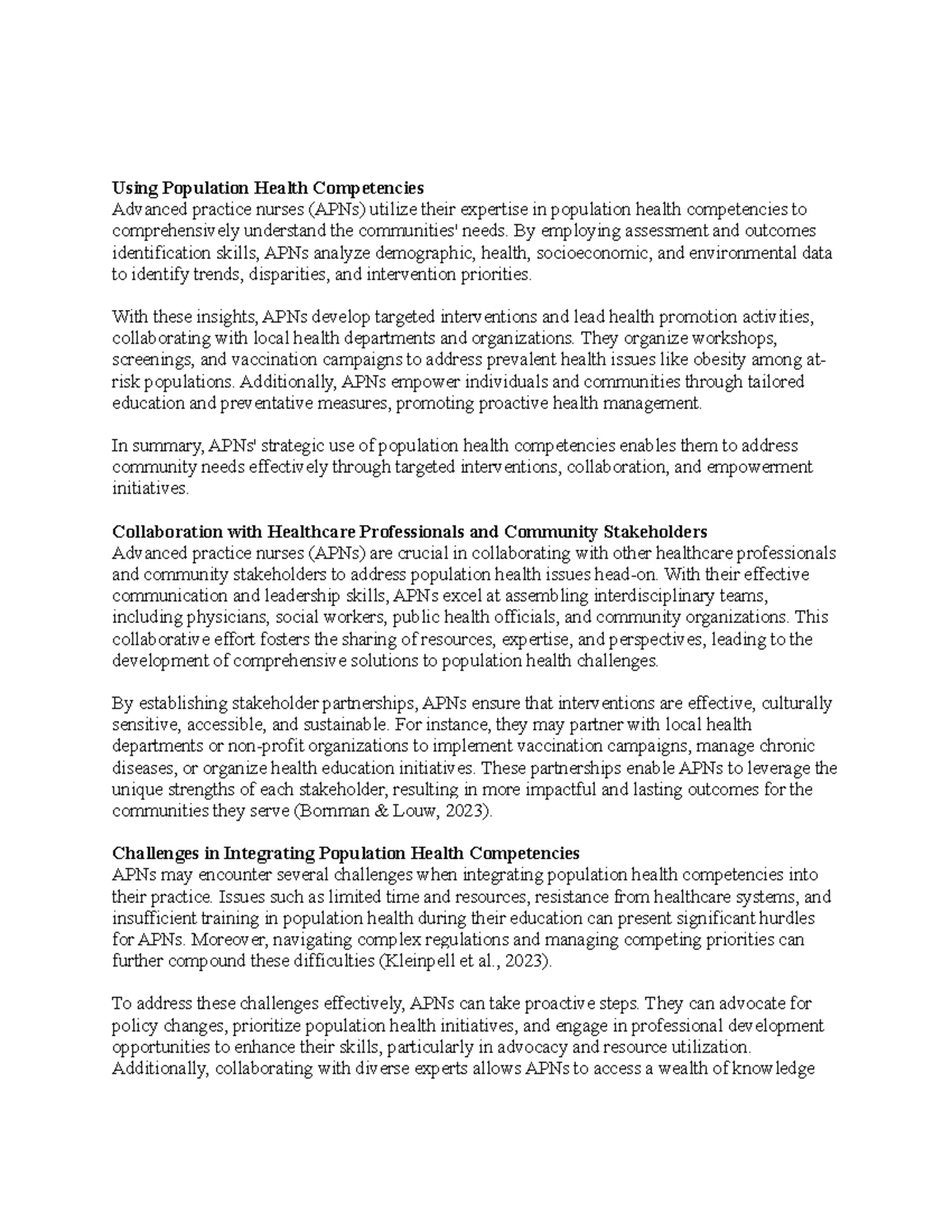 Week 1 Discussion: Utilizing Population Health in Advanced Practice Nursing - Studocu