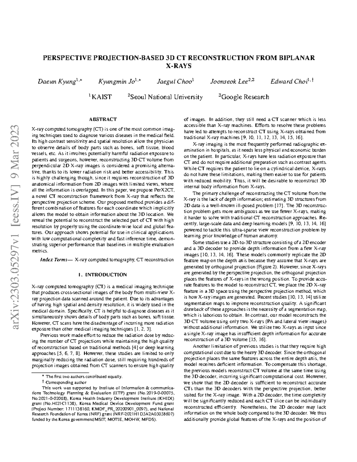 Perspective Projection-Based 3D CT Reconstruction from Biplanar Images - Studocu