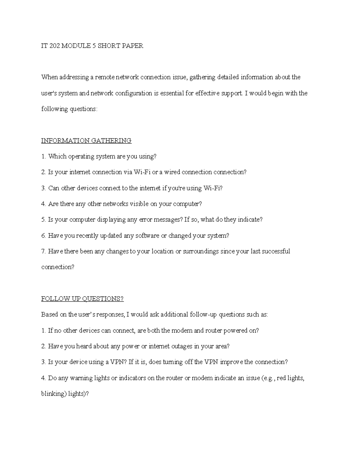 IT 202 Module 5 Short Paper - IT 202 MODULE 5 SHORT PAPER When ...