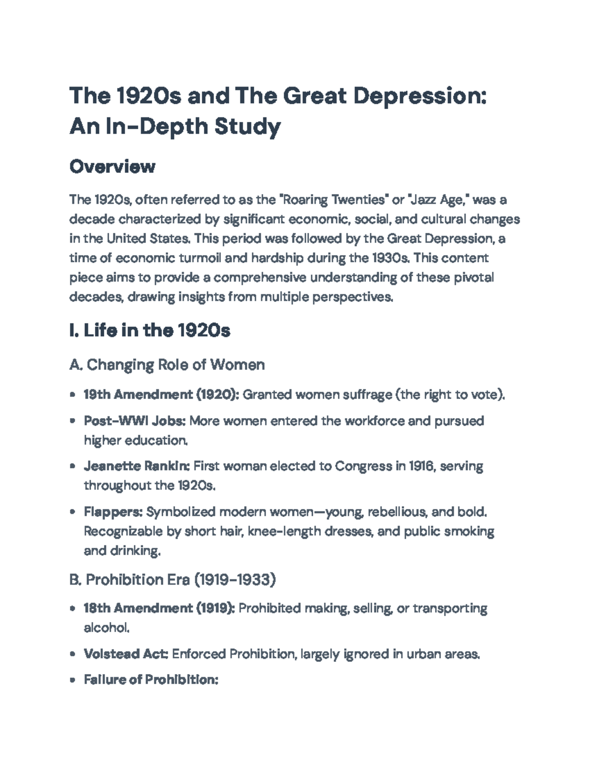 1920s & Great Depression: Social & Economic Changes in the U.S. - Studocu