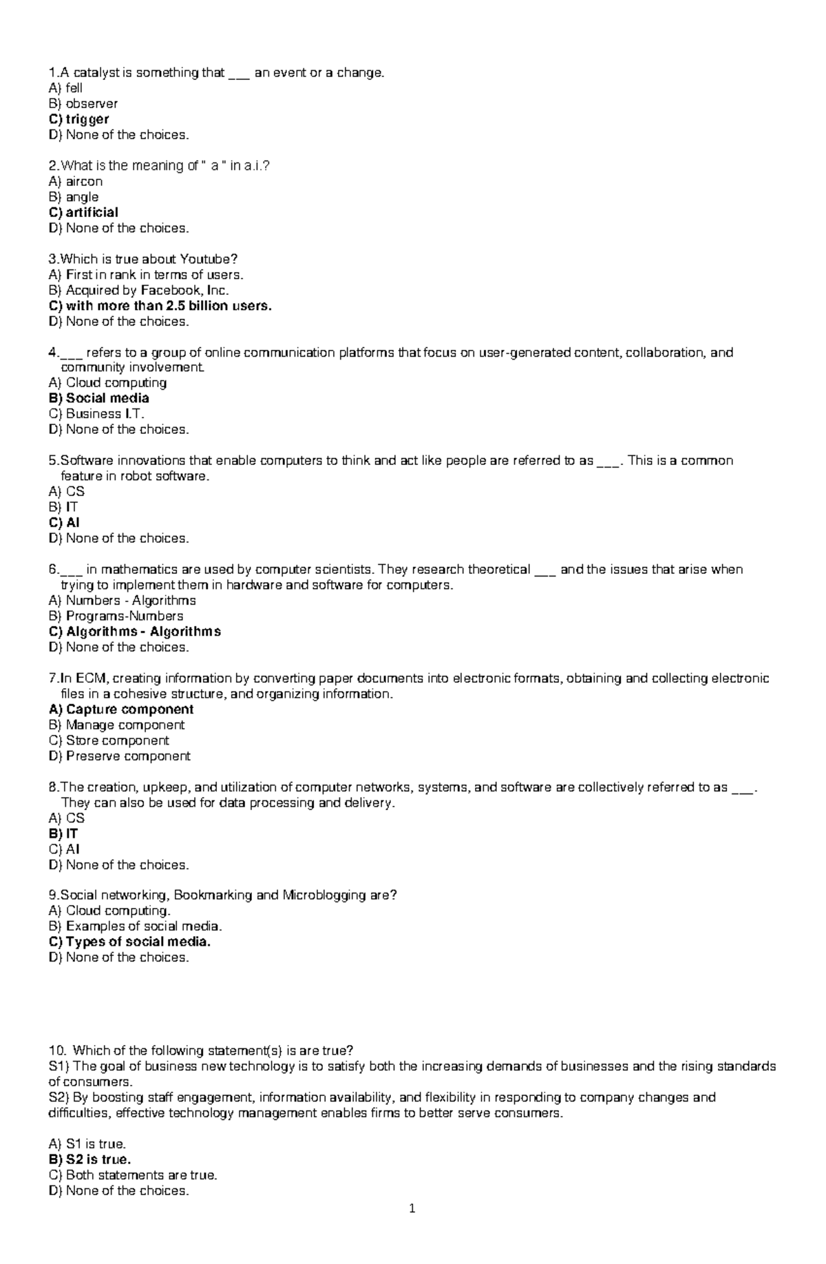 Reviewer 5 - IT Quiz Questions and Answers - Studocu