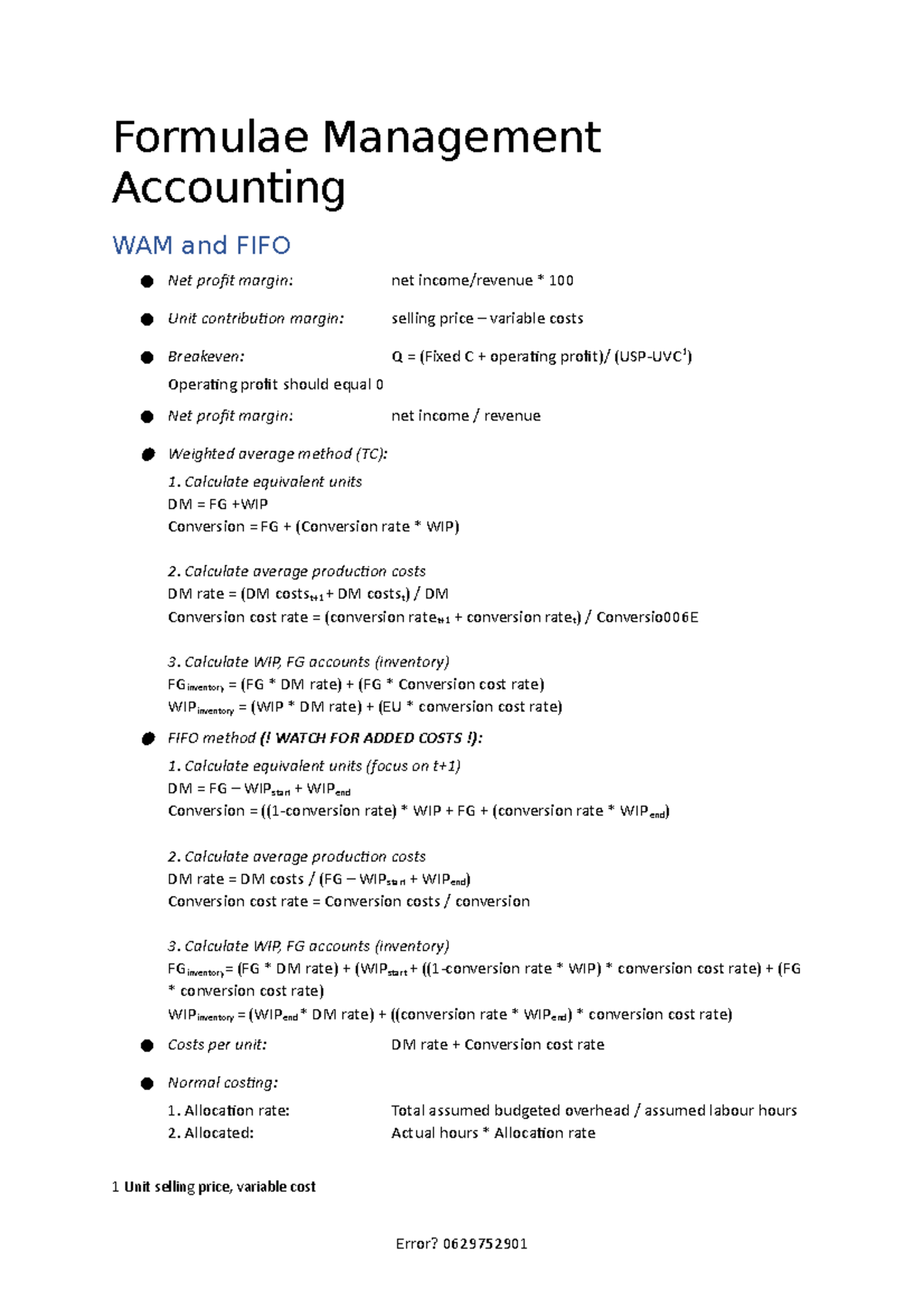 Formulas for Management Accounting: Key Concepts and Calculations ...