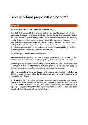 Gbh booklet - GBH notes and question - Introduction Actus reus s20 OAPA ...
