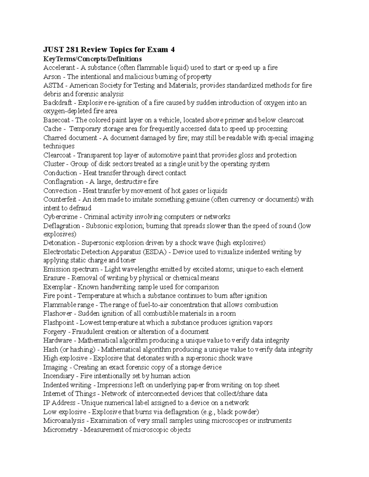 JUST 281 Review Topics for Exam 4 - Studocu