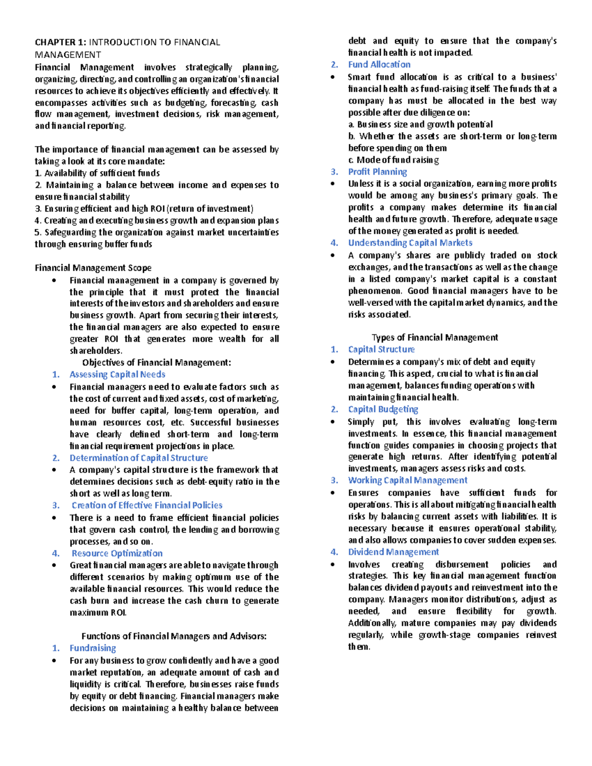 FM 101: Chapter 1-4 Financial Management Overview and Analysis - Studocu